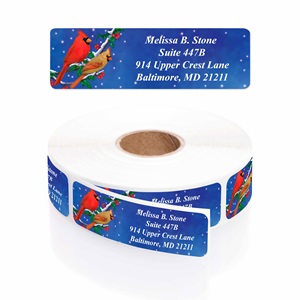 Holiday Cardinals Designer Address Labels - Rolled Address Labels ...